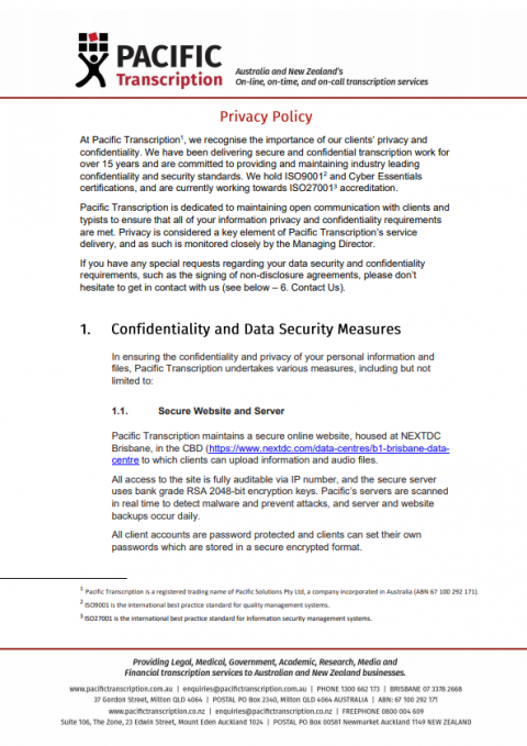 Brochures & Helpful Information | Pacific Transcription NZ